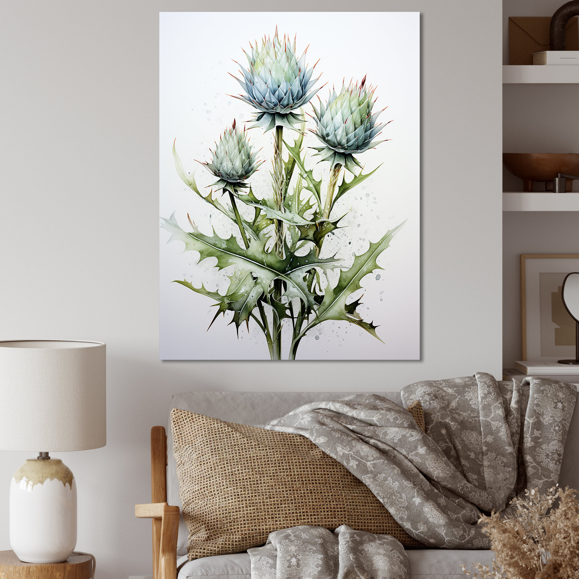 Red Barrel Studio® Dayvien Green Thistle Majestic Thistle Pointillism II On Canvas Print | Wayfair